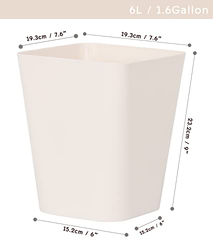 SAROSORA Small Trash Can 1.6 Gallon 3-Pack Trash Basket Mini Garbage Can - for Office, Kitchen, Livingroom, Bathroom, Bedroom (Beige, 3)