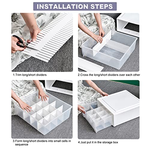 Drawer Dividers Adjustable Organizer 32Pcs - Suitable for Socks,Underwear,Makeup,Tidy Kitchen, Bedroom,White Dresser