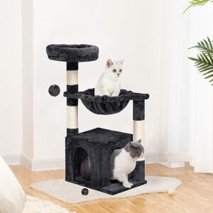 HOOBRO Small Cat Tree Tower with Luxury Condo, Basket Hammock for Indoor Kittens with Scratching Posts, Kittens Pet Activity Tree Play House Furniture, Toy Furball on Top, Stable and Firm GY07CT03