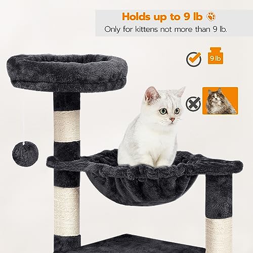 HOOBRO Small Cat Tree Tower with Luxury Condo, Basket Hammock for Indoor Kittens with Scratching Posts, Kittens Pet Activity Tree Play House Furniture, Toy Furball on Top, Stable and Firm GY07CT03