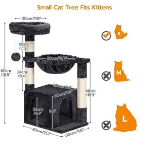 HOOBRO Small Cat Tree Tower with Luxury Condo, Basket Hammock for Indoor Kittens with Scratching Posts, Kittens Pet Activity Tree Play House Furniture, Toy Furball on Top, Stable and Firm GY07CT03