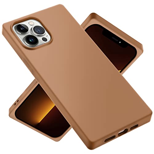 Jmltech Square Edge Case, Compatible with iPhone 13 Pro Max Case Silicone Protective Slim Thin Shockproof Flexible Women Girls Cute Phone Case for iPhone 13 Pro Max Brown