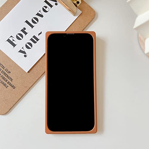 Jmltech Square Edge Case, Compatible with iPhone 13 Pro Max Case Silicone Protective Slim Thin Shockproof Flexible Women Girls Cute Phone Case for iPhone 13 Pro Max Brown