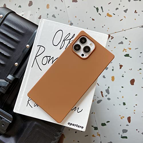 Jmltech Square Edge Case, Compatible with iPhone 13 Pro Max Case Silicone Protective Slim Thin Shockproof Flexible Women Girls Cute Phone Case for iPhone 13 Pro Max Brown