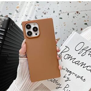 Jmltech Square Edge Case, Compatible with iPhone 13 Pro Max Case Silicone Protective Slim Thin Shockproof Flexible Women Girls Cute Phone Case for iPhone 13 Pro Max Brown