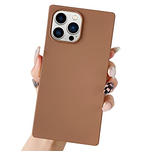 Jmltech Square Edge Case, Compatible with iPhone 13 Pro Max Case Silicone Protective Slim Thin Shockproof Flexible Women Girls Cute Phone Case for iPhone 13 Pro Max Brown