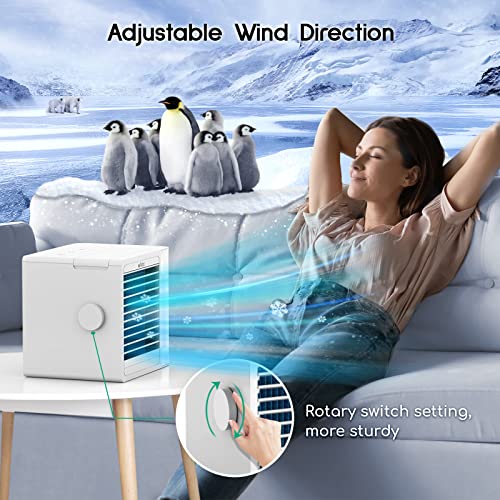 Afloia Portable Air Conditioner, Speed Adjustable 3 in 1 Evaporative Air Cooler Fan, USB Powered Personal Conditioner with 800ml Water Tank for Home, Office, Bedroom, Kitchen