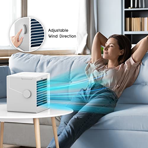 Afloia Portable Air Conditioner, Speed Adjustable 3 in 1 Evaporative Air Cooler Fan, USB Powered Personal Conditioner with 800ml Water Tank for Home, Office, Bedroom, Kitchen