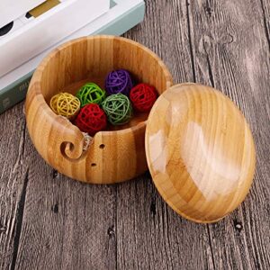 BFYDOAA Wooden Yarn Bowl Large,Yarn Storage Wooden Yarn Bowl Holder Rosewood,Knitting Wool Storage Basket Round with Holes Handmade Craft Crochet Kit Organizer