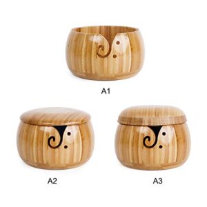 BFYDOAA Wooden Yarn Bowl Large,Yarn Storage Wooden Yarn Bowl Holder Rosewood,Knitting Wool Storage Basket Round with Holes Handmade Craft Crochet Kit Organizer