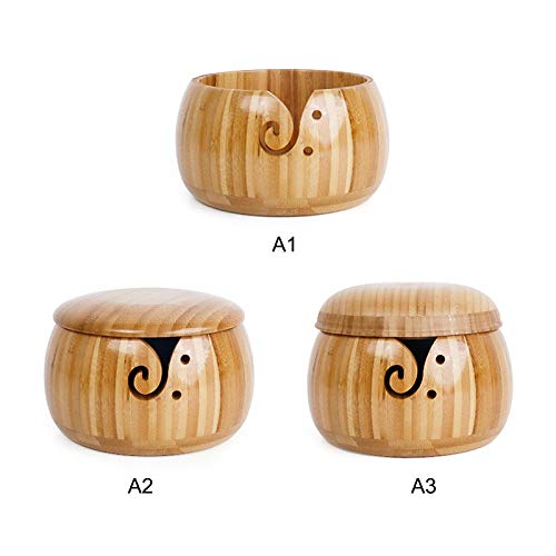 BFYDOAA Wooden Yarn Bowl Large,Yarn Storage Wooden Yarn Bowl Holder Rosewood,Knitting Wool Storage Basket Round with Holes Handmade Craft Crochet Kit Organizer