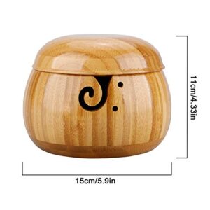 BFYDOAA Wooden Yarn Bowl Large,Yarn Storage Wooden Yarn Bowl Holder Rosewood,Knitting Wool Storage Basket Round with Holes Handmade Craft Crochet Kit Organizer