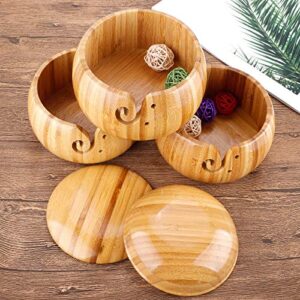 BFYDOAA Wooden Yarn Bowl Large,Yarn Storage Wooden Yarn Bowl Holder Rosewood,Knitting Wool Storage Basket Round with Holes Handmade Craft Crochet Kit Organizer