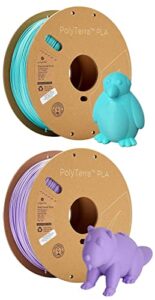 polymaker matte pla filament 1.75mm pla bundle of 2, 1kg carton spool pla filament 1.75 - polyterra pla 3d printer filament bundle, print with most 3d printers using 3d filament, 2 colors