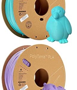 Polymaker Matte PLA Filament 1.75mm PLA Bundle of 2, 1kg Carton Spool PLA Filament 1.75 - PolyTerra PLA 3D Printer Filament Bundle, Print with Most 3D Printers Using 3D Filament, 2 Colors