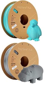 polymaker matte pla filament 1.75mm pla bundle of 2, 1kg carton spool pla filament 1.75 - polyterra pla 3d printer filament bundle, print with most 3d printers using 3d filament, 2 colors