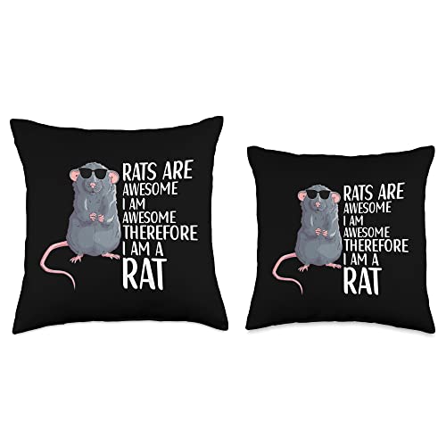 Rat Accessories for Men Women & Kids Awesome Funny Rat Lover Apparel Throw Pillow, 16x16, Multicolor