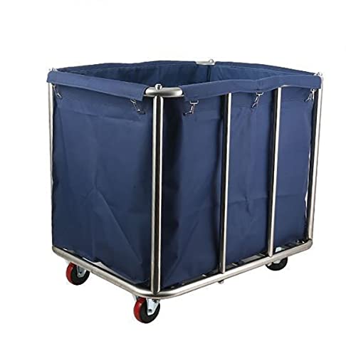 12 Bushel Laundry Cart with Wheels Heavy Duty Commercial Laundry Carts, Stainless Steel Industrial Laundry Carts Trucks with Waterproof Oxford Cloth, for Laundry/Toys/Sundries Organizer and Storage