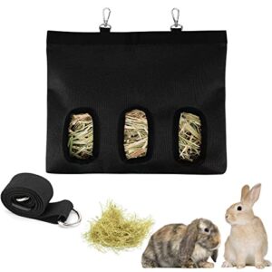 无品牌 rabbit hay feeder bag timothy hay dispenser feeding bag small animal hay feeder bag hanging feeder bag for rabbit guinea pig chinchilla hamster small animal hay storage（1 black）