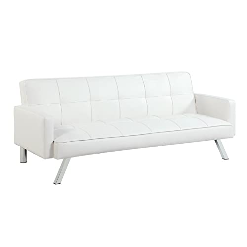 Carolina Classic Nario Convertible Leatherette Sleeper Sofa in White