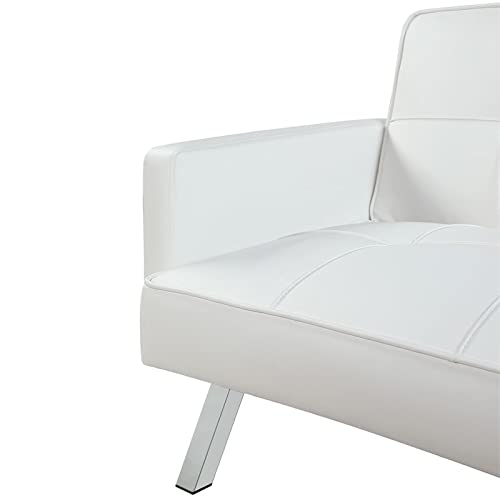 Carolina Classic Nario Convertible Leatherette Sleeper Sofa in White