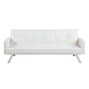 Carolina Classic Nario Convertible Leatherette Sleeper Sofa in White