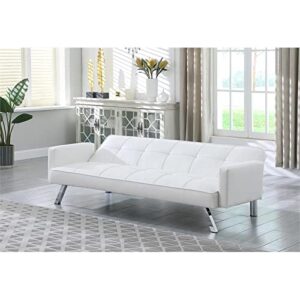 Carolina Classic Nario Convertible Leatherette Sleeper Sofa in White