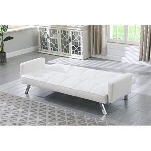 Carolina Classic Nario Convertible Leatherette Sleeper Sofa in White