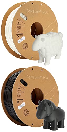 Polymaker Matte PLA Filament 1.75mm PLA Bundle of 2, 1kg Carton Spool PLA Filament 1.75 - PolyTerra PLA 3D Printer Filament Bundle, Print with Most 3D Printers Using 3D Filament, 2 Colors