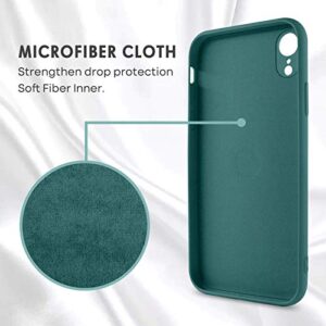 SouliGo iPhone XR Case, Phone Case iPhone XR, Slim Silicone Protective Kickstand Ring Holder Soft Rubber Hybrid Hard Bumper Shockproof Protection Non-Slip with Car Mount Girls Women Cover, Dark Green