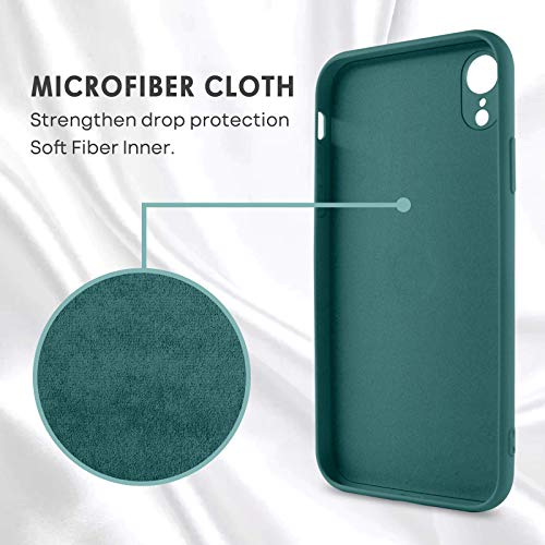 SouliGo iPhone XR Case, Phone Case iPhone XR, Slim Silicone Protective Kickstand Ring Holder Soft Rubber Hybrid Hard Bumper Shockproof Protection Non-Slip with Car Mount Girls Women Cover, Dark Green