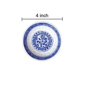 Chinese Style Blue and White Floral Ceramic Dip Bowls Set, Porcelain Dip Mini Bowls Soy Sauce Dish, dipping Bowls, Appetizer side dishes for party, family,set of 6 (Loong pattern)