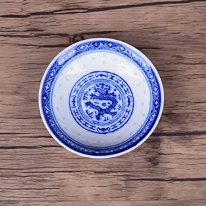 Chinese Style Blue and White Floral Ceramic Dip Bowls Set, Porcelain Dip Mini Bowls Soy Sauce Dish, dipping Bowls, Appetizer side dishes for party, family,set of 6 (Loong pattern)