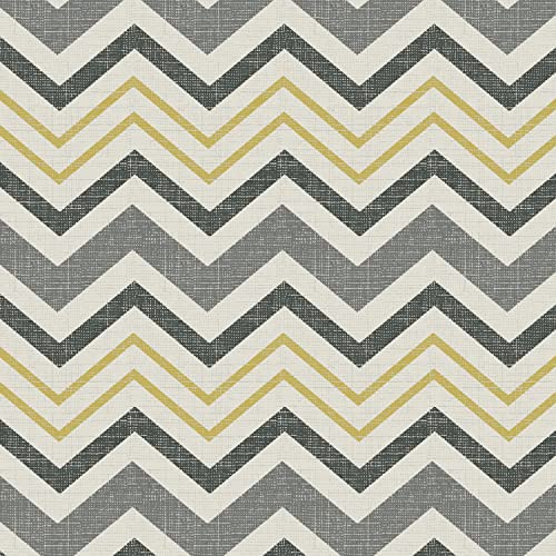 Stitch & Sparkles 100% Cotton Duck 45" Width Chevron Black Sunshine Color Sewing Fabric by The Yard