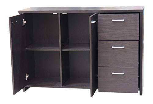 KB Designs - Modern Sideboard Buffet with Storage Cabinet, Cupboard Table for Entryway Living Room, Oak Chocolate