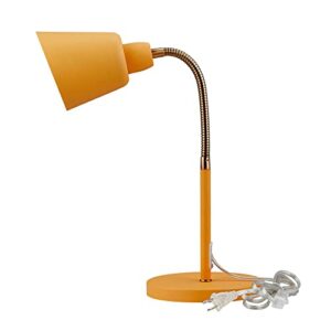 Novogratz x Globe 56083 16" Desk Lamp, Matte Orange, Adjustable Brass Gooseneck, in-Line On/Off Rocker Switch, Home Office Accessories, Desk Lamps for Home Office, Home Décor, Adjustable Lamp