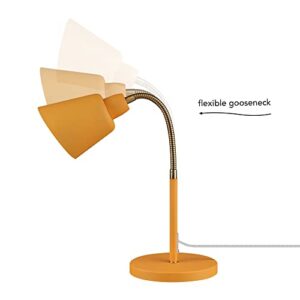 Novogratz x Globe 56083 16" Desk Lamp, Matte Orange, Adjustable Brass Gooseneck, in-Line On/Off Rocker Switch, Home Office Accessories, Desk Lamps for Home Office, Home Décor, Adjustable Lamp