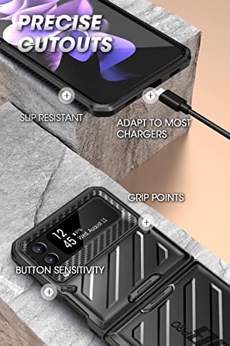 SUPCASE Unicorn Beetle Pro Series Case for Samsung Galaxy Z Flip 3 5G (2021), Full-Body Dual Layer Rugged Protective Case with Holster (Black)