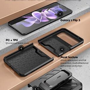 SUPCASE Unicorn Beetle Pro Series Case for Samsung Galaxy Z Flip 3 5G (2021), Full-Body Dual Layer Rugged Protective Case with Holster (Black)