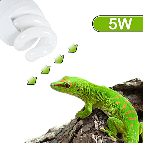 OIIBO 5.0 UVB Reptile Light, Mini UVB 5W Light Bulb with 4 Inch Deep Dome Reptile Light Fixture for Turtle Red Legs Tropical Animals in Small Terrariums