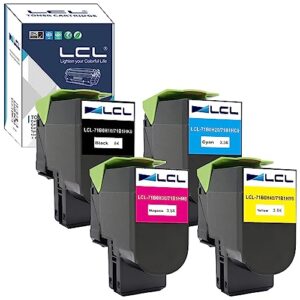 lcl remanufactured toner cartridge replacement for lexmark 71b0h10 71b0h20 71b0h30 71b0h40 71b1hk0 71b1hc0 71b1hm0 71b1hy0 cs417 cs417dn cx417 cx417de cs517 cs517de cx517 cx517de (4-pack kcmy)