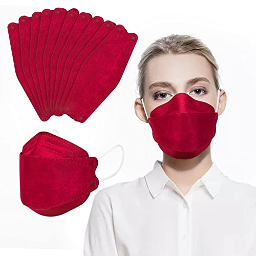 KN95 Face Masks for Adults 50 Pack, Individually Wrapped, 5-Ply Red Disposable Face Mask Against PM 2.5 Smoke & Dust, Filtration Efficiency 95%