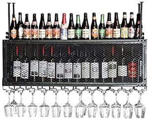 wheel-hy wine rack ceiling wine racks,bar,restaurant,hanging,wine glass rack,ceiling rack storage s hanging wine bottle and glass holder 2-tier wine stemware holder/black/l80w30cm