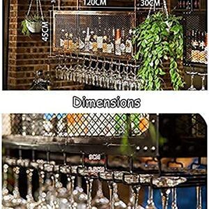 Wheel-hy Wine Rack Ceiling Wine Racks,Bar,Restaurant,Hanging,Wine Glass Rack,Ceiling Rack Storage s Hanging Wine Bottle and Glass Holder 2-Tier Wine Stemware Holder/Black/L80W30Cm