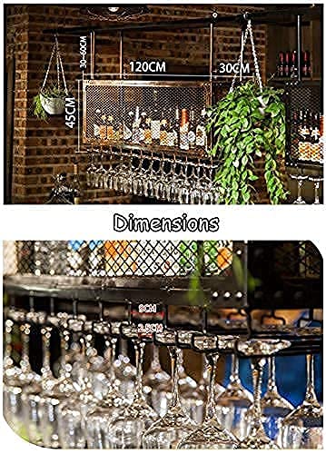 Wheel-hy Wine Rack Ceiling Wine Racks,Bar,Restaurant,Hanging,Wine Glass Rack,Ceiling Rack Storage s Hanging Wine Bottle and Glass Holder 2-Tier Wine Stemware Holder/Black/L80W30Cm