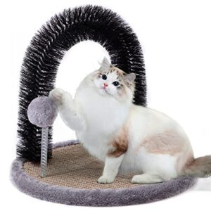 cooenia sisal cat scratcher, cat arch self groomer massager with cat hair brush and kitty ball toy, cat scratch pad for kittens and indoor cats - reversible design