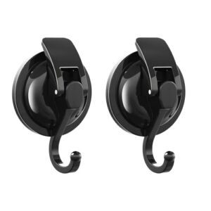 socont suction cup hooks for shower, heavy duty vacuum shower hooks for inside shower, matte black-plated plished super suction for kitchen bathroom restroom, 2 pack