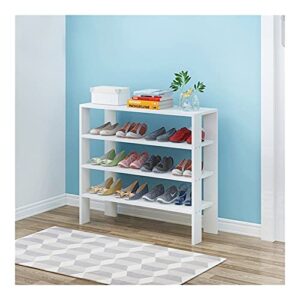 shoe rack 6-tier shoe rack, wooden shoe storage organizer, stackable shoe tower for living room, entryway, hallway, closet (color : white, size : 4 tier)