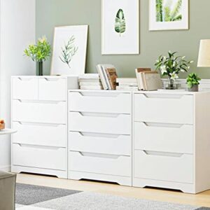 HOSTACK Modern 4 Drawer Dresser, Chest of Drawers with Storage, Wood Storage Chest Organizers with Cut-Out Handles, Accent Storage Cabinet for Living Room, Entryway, Hallway, White