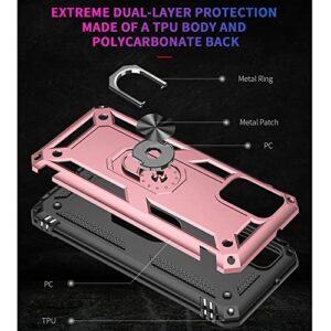 Yiakeng Samsung A03S Case, Galaxy A03S Case with HD Screen Protector, Military Grade Protective Cases with Ring for Samsung Galaxy A03S (Rose Gold)